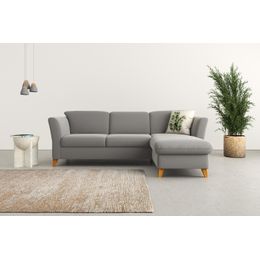 Ecksofa Home Affaire, B:249cm H:86cm T:162cm, grau, 100% Polyester, Wohnzimmer, Sofas, "Trelleborg L-Form", Federkern-Polsterung, wahlweise mit