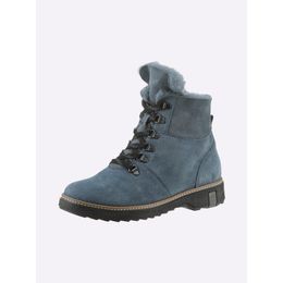 Waldläufer WALDLÄUFER Damen Stiefelette, Gr. 5, blau, Lammfell, Veloursleder, Schuhe