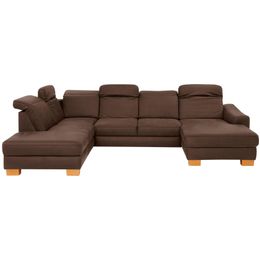 Wohnlandschaft Home Affaire, B:338cm H:86cm T:219cm, braun, Luxus-Microfaser Lederoptik (100% Polyester), Sofas, "Dundee U-Form", wahlweise mit