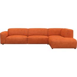Ecksofa FLEXLUX, B:321cm H:73cm T:231cm, orange, 85% Polyester/15%Polyamide, Wohnzimmer, Sofas, "Lucera, super bequem durch hochwertigen Sitzaufbau