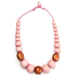 Damen Kette mit Anhänger "Sybille", rosa, Basic, Collezione Alessandro, Holz, Halsketten, unterschiedlich große Holzperlen