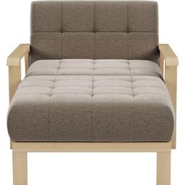 Sit & More Recamiere SIT & MORE, B:109cm H:88cm T:185cm, braun, 95% Polyester 5% Polyamid, Sofas, "Billund", Armlehnen aus Buchenholz in natur, verschiedene