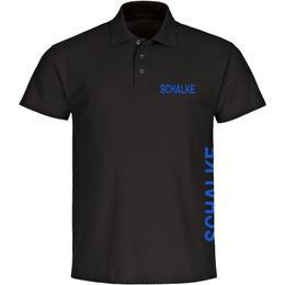 multifanshop® Poloshirt - Schalke - Brust & Seite - Druck blau