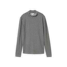 Tom Tailor Damen Langarmshirt mit LENZING™ ECOVERO™, grau, Gemustert, Gr. XXL