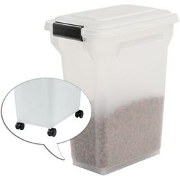 IRIS OHYAMA - Hundefutter Aufbewahrung mit Rollen, 20L/7.5kg, Weiß, Luftdichte Futterbox, Trockenfutter, Futterbehälter, Für Hunde, Katzen,