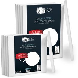 10er Set Artina Akademie Keilrahmen Leinwand 30x40 und 20x20 cm