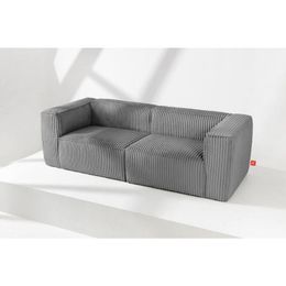 Ferox Modernes Sofa 3 Sitzer aus breitem Cordstoff, dunkelgrau - Konsimo