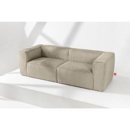 Ferox Modernes Sofa 3 Sitzer aus breitem Cordstoff, beige - Konsimo