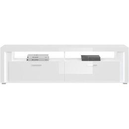 ebuy24 Skylight Sideboard 1 Klaptür, 2 Ablagen mit Licht Hochglanz weiß,Glas grau,weiß.