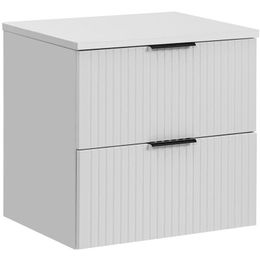 Lomadox - Waschtischunterschrank 60 cm in weiß matt mit gerillter Front, 2 Softclose-Auszüge, ADELAIDE-56-WHITE