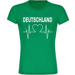 multifanshop Damen T-Shirt - Deutschland - Herzschlag - Druck weiß - Frauen