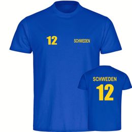 multifanshop Kinder T-Shirt - Schweden - Trikot Nummer 12 - Druck gelb - Kind