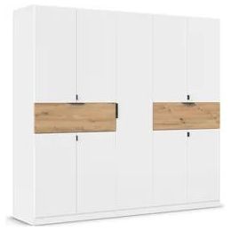 Drehtürenschrank Rauch "Kleiderschrank Schrank Garderobe Wäscheschrank TICAO mit 2 Schubladen" Schränke Gr. B/H/T: 226 cm x 210 cm x 54 cm, 9 St., weiß (alpinweiß, eiche artisan) die in der Höhe variabel positioniert werden können MADE IN GERMANY