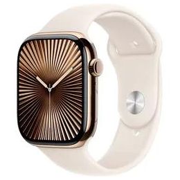 Smartwatch Apple "Watch 10 Titan" Smartwatches Gr. 42mm, Cellular, M/L, Sport Band, goldfarben (gold)