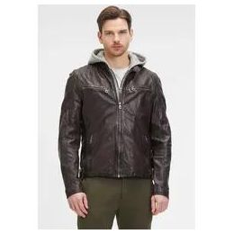 Lederjacke Mauritius "GMRayco" Gr. L, braun (chestnut) Herren Jacken mit Reißverschluss, Reißverschlusstaschen, Kapuzeneinsatz, Ziernähte