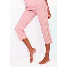 BENCH. LOUNGEWEAR Relax-Caprihose pink Gr. 32/34 für Damen. Mit Glitzerdetails, Glitzerband, Logodruck. Basic. Nachhaltig.