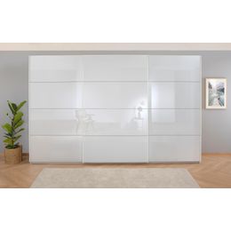 Schwebetürenschrank Rauch "Koluna" Schränke Gr. B/H/T: 360 cm x 210 cm x 62 cm, 3 St., weiß (alpinweiß, glas kristallweiß) Glasfront, inkl. 2 Innenschubladen sowie extra Böden