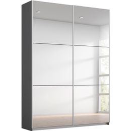 Schwebetürenschrank Rauch "Kleiderschrank Schrank Garderobe REFLECT", grau (graumetallic), B:131cm H:191cm T:59cm, Holzwerkstoff, Schränke, inkl. praktischer Innenausstattung mit viel Stauraum MADE IN GERMANY