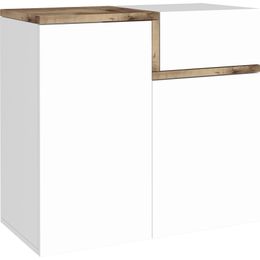 Schuhschrank Inosign "Zet" Schränke Gr. B/H/T: 80 cm x 80 cm x 40 cm, 2 St., weiß (weiß hochglanz, ahorn pereira) Breite 80 cm