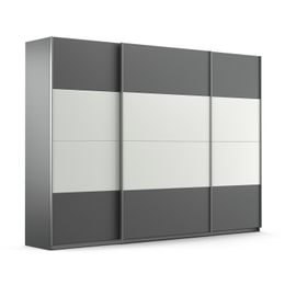 Schwebetürenschrank Rauch "Quadra Bestseller Schlafzimmerschrank in vielen Breiten" Schränke Gr. B/H/T: 315 cm x 230 cm x 62 cm, 3 St., grau (grau metallic, weißglas) Kleiderschrank Garderobenschrank Schrank mit Glaselementen