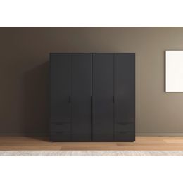 Drehtürenschrank Rauch "Kleiderschrank Schrank Garderobe Wäscheschrank NAGATA viel Stauraum" Schränke Gr. B/H/T: 187 cm x 194 cm x 53 cm, 4 St., grau (graumetallic) mit Schubladen sowie Stangengriffen TOPSELLER MADE IN GERMANY