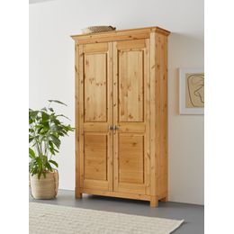 Schuhschrank Home Affaire "Rauna" Schränke Gr. B/H/T: 113 cm x 194 cm x 39 cm, 2 St., Komplettausführung, beige (natur) aus massiver Kiefer, viel Stauraum