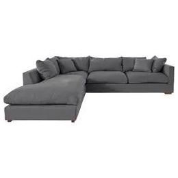 Guido Maria Kretschmer Home & Living Ecksofa GUIDO MARIA KRETSCHMER HOME & LIVING "Pantin, L-Form" Sofas Gr. B/H/T: 318cm x 80cm x 272cm, Struktur, Ottomane links, grau (anthrazit) extra weich und kuschelig, Füllung mit Federn Daunen