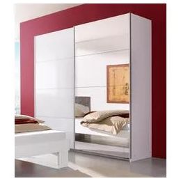 Schwebetürenschrank Rauch "Subito Kleiderschrank Bestseller" Schränke Gr. B/H/T: 136 cm x 197 cm x 61 cm, 1 Spiegel- und 1 Weißglastür, 2 St., weiß (weiß, weißglas) Schlafzimmerschrank Garderobe mit 4 Spiegel- und Glaselementen