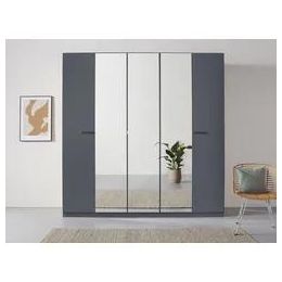 Drehtürenschrank Rauch "Kleiderschrank Schrank Garderobe TOPSELLER OTELI inkl. Inneneinteilung" Schränke Gr. B/H/T: 226cm x 229cm x 54cm, Mit Spiegel, grau (graumetallic) mit 3 Innenschubladen extra Böden optional Spiegel MADE IN GERMANY