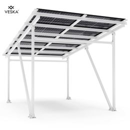 VESKA Solar-Carport "EcoPort 5000Bi" mit 10 Modulen - Effiziente und Nachhaltige Energiegewinnung in weiss