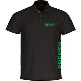 multifanshop® Poloshirt - Bremen - Brust & Seite - Druck grün