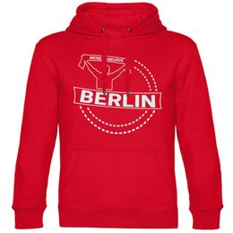 multifanshop Kapuzen Sweatshirt - Berlin rot - Meine Fankurve - Druck wei&szlig; - Hoodie