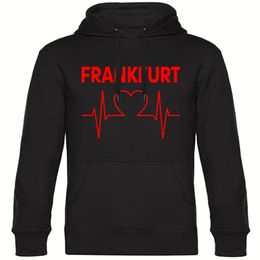 multifanshop Kapuzen Sweatshirt - Frankfurt - Herzschlag - Druck rot - Hoodie