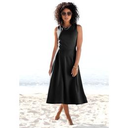 Beach Time BEACHTIME Midikleid schwarz Gr. 34 für Damen. Mit Rundhals. Figurumspielend