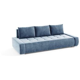 Fun Moebel - Sofa 3-Sitzer mit Schlaffunktion vogar Stoff Monolith Graublau