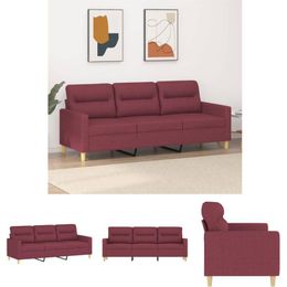 3-Sitzer-Sofa Weinrot 180 cm Stoff - Sofas - Rot - The Living Store