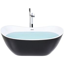 Beliani Freistehende Badewanne 170 x 77 cm Schwarz Sanitäracryl Oval Modern