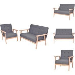 vidaXL - Sofas - Living Sofa-Set 2-tlg. Stoff Dunkelgrau - Grau