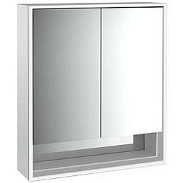 Emco Loft Aufputz-Lichtspiegelschrank 979805204 600x733mm, mit Unterfach, LED, 2-türig, aluminium/Spiegel