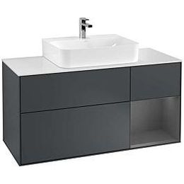 Villeroy & Boch Villeroy und Boch Finion Waschtischunterschrank G171GKHG 120cm, Abdeckplatte white matt, Emotion, Regal rechts Anthracite matt, Midnight Blue Matt Lacquer