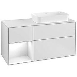 Villeroy & Boch Villeroy und Boch Finion Waschtischunterschrank F271GFMT 120cm, Abdeckplatte white matt, Regal links Glossy white lacquer, White matt lacquer