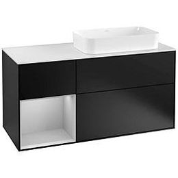 Villeroy & Boch Villeroy und Boch Finion Waschtischunterschrank F271GJPD 120cm, Abdeckplatte white matt, Regal links Light grey matt, Black matt lacquer