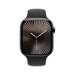 Apple Watch Series 10, Smartwatch schiefer, Titangehäuse, 46 mm, Sportarmband schwarz S/M, Cellular