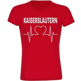 multifanshop Damen T-Shirt - Kaiserslautern - Herzschlag - Druck weiß - Frauen