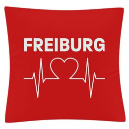 multifanshop® Kissenbezug - Freiburg - Herzschlag - Druck weiß