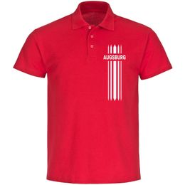 multifanshop Poloshirt - Augsburg - Streifen - Druck weiß - Polo