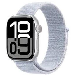 Smartwatch Apple "Watch Series 10 Aluminium" Smartwatches Gr. 42mm, ohne eSIM, One-Size, Sport Loop, silberfarben (blau, silber)