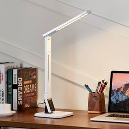 LINDBY Topmoderne LED-Schreibtischleuchte Eleni, weiß