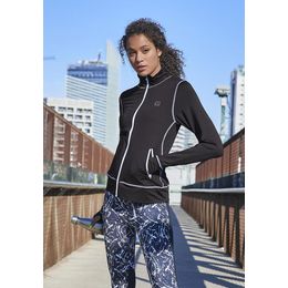 active by Lascana LASCANA ACTIVE Trainingsjacke '-Sportjacke Black Marble' mehrfarbig Gr. 32/34 für Damen. Mit Logodruck, Kontrastnaht. Basic