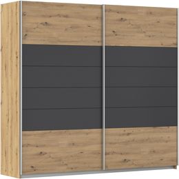 Schwebetürenschrank Rauch "Kleiderschrank Schrank Garderobe BARCELONA" Schränke Gr. B/H/T: 226 cm x 210 cm x 62 cm, 2 St., grau (eiche artisan, graumetallic) in modernem Farbmix mit viel Stauraum MADE IN GERMANY